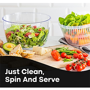 lily&stone Large Salad Spinner with Plastic Fruit Bowl, Drain, & Colander - Produce & Lettuce Spinner, Vegetable Dryer, Fruit Washer, Easy & Compact Kitchen Tool - Pasta & Fries Strainer - 6.33 Qt