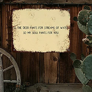 Nelbonse As The Deer Pants for Streams of Water Metal Sign Tin Aluminum Sign Classic Inspirational Quotes Tin Art Sign Decoration For Home Bar Pub Cafe Farm Room 16x12in
