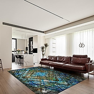 American Abstract Retro Living Room Decor Area Rugs, Diamond Pattern Geometric Design Bedroom Carpet, Low Pile Soft Machine Washable Non Slip Backing Interior Door Mat Pet Carpet Game Room-2ft x 3ft