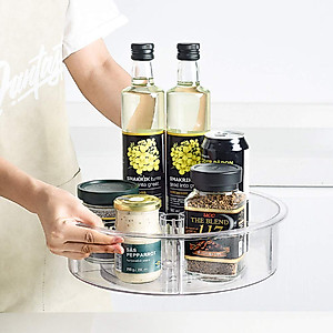 SANNO Lazy Susan Turntable Organizer Cabinet Organizer 12" Divided Lazy Susan Turntable Storage Container for Kitchen Cabinet