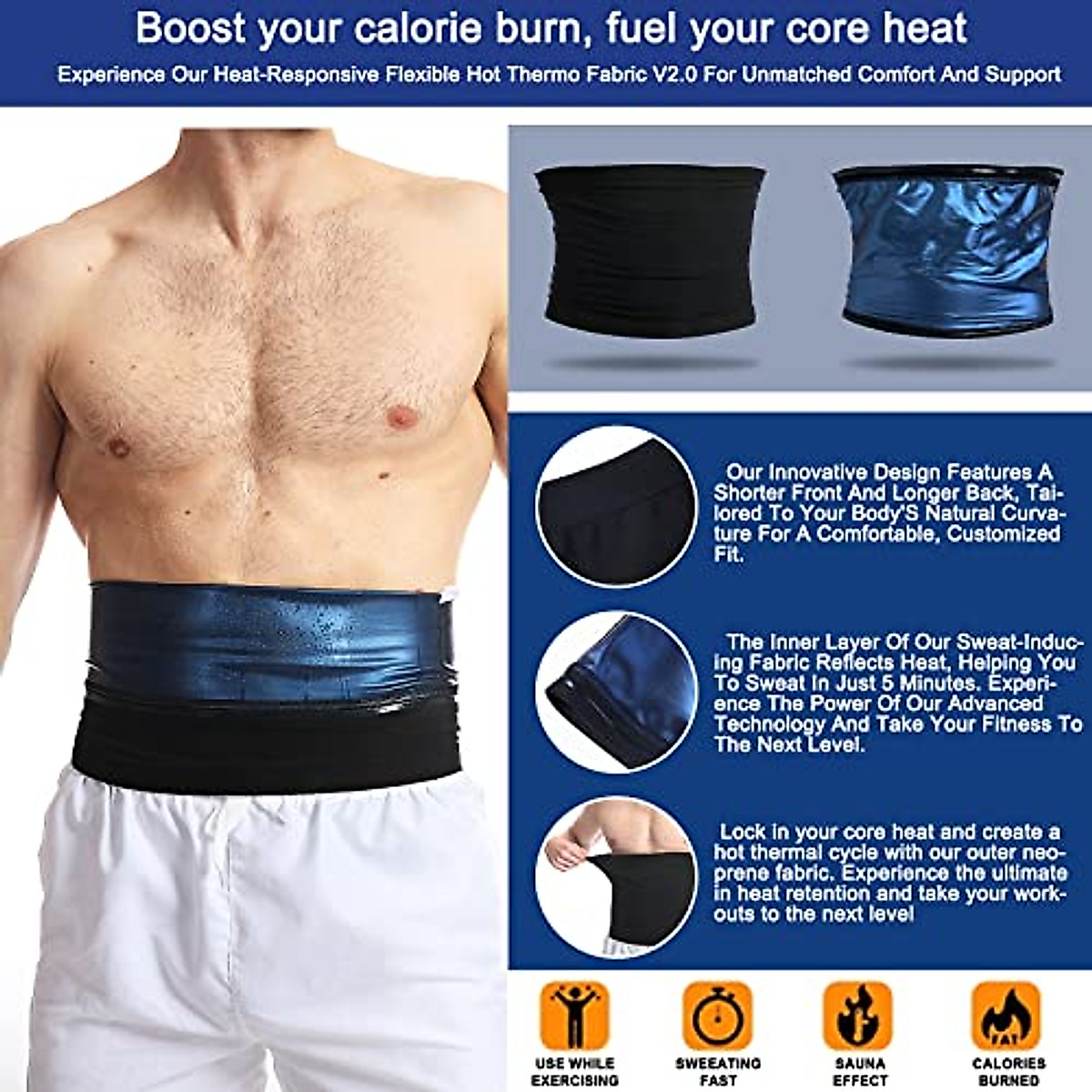 YEQQCCC waist trainers for women belly fat, Sweet Sweat, Sauna Suit Waist Trimmer Plus Size Waist Trainers for Men & Women Black