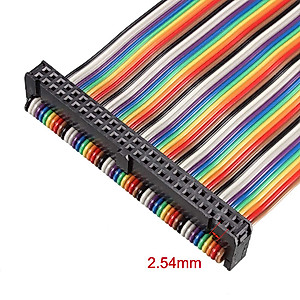 uxcell IDC Rainbow Wire Flat Ribbon Cable 50P D-Type FC/FC Connector 2.54mm Pitch 0.5m/19.7inch Length