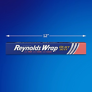 Reynolds Wrap Heavy Duty Aluminum Foil Roll, Thick Heavy Duty Foil for Added Strength and Durability, Secure Easy Open and Close Tab, 12 Inches Wide, 50 Sq. Ft.