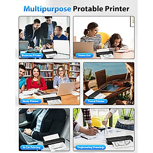 Memoking Portable Printer for Travel, Bluetooth Thermal Printer Support 8.5" X 11" US Letter & A4 Size Thermal Paper, Inkless Printer Compatible with iOS, Android & Laptop for Office, Home, School