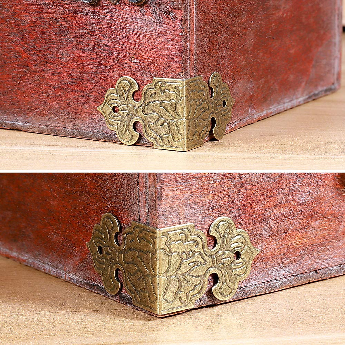 GTHER 12PCS Vintage Decorative Box Edge Corner Cover Guard Protector with Screws for Wooden Jewelry Box Case Photo Frame Chest Trunk Table Cabinet Furniture
