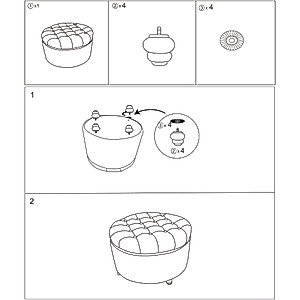 CangLong Large Button Tufted Fabric Round Storage Ottoman with Storage for Living Room & Bedroom,Dark Grey