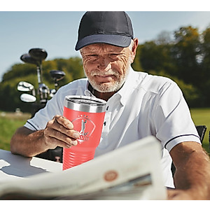 Polar Camel Customized Soccer Tumbler 30oz with Straw, Personalized Insulated Coach Tumbler Engraved in USA - Basketball, Soccer Coach Gift (Coral)