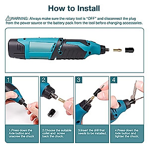 VLOXO 12V Cordless Rotary Tool 6 Variable Speed Electric Drill Set for Cutting, Sanding, Grinding, Polishing, Drilling, Engraving 93 Accessories Multi-Purpose Power Rotary Tool Kit