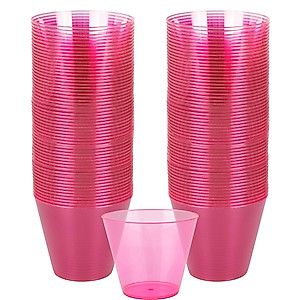 Bright Pink Disposable Plastic Cups - 9oz, 72 Pieces - Perfect for Parties and Celebrations