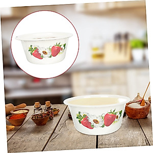 Veemoon 2pcs Cm Fruit Holder Tray Gadget Enamels Serving Keeper Household Oil Bowl Washing Beating Noodles Platter Salad Pot Travel with Camping Container Plates Lid Food Dough Retro Soup