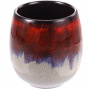 Didiseaon Handleless Ceramic Cup Ceramic Kiln-change Espresso Cup Small Coffee Cup Chinese Kung Fu Tea Cup Vintage Pottery Teacup Tasting Cup 80ml Red Asian Tea Cup