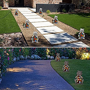 Nacome Solar Garden Statue Frog Figurine with Succulent and 7 LED Lights - Outdoor Lawn Decor Garden Frog Statue for Patio, Balcony, Yard, Lawn Ornament