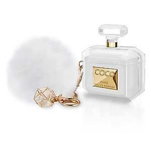 Pummelouty AirPods Pro Case Perfume Cover with Keychain Perfume Bottle and Fur Ball, Luxury Cute Design Silicone Soft Shockproof AirPods Case for Girls and Women