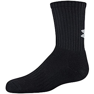 Under Armour Youth Training Cotton Crew Socks, Multipairs , Black (6-Pairs) , Small