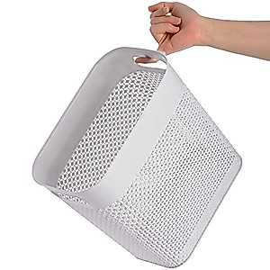 Elsjoy Set of 3 Plastic Trash Can Slim Waste Basket, 3 Gallon Garbage Can with Handles, Hollow-Out Rubbish Bin for Bathroom, Kitchen, Office, Dorm, Gray