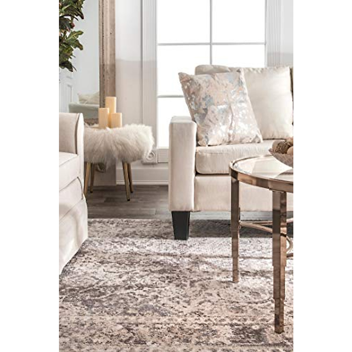 nuLOOM Verdell Vintage Medallion Area Rug, 6' x 9', Beige
