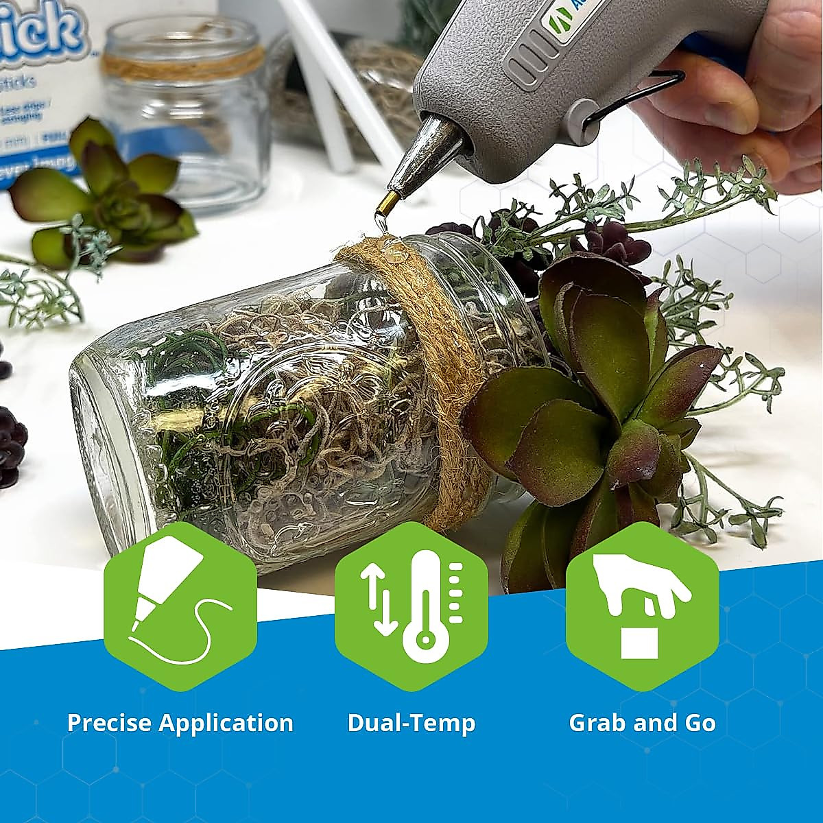 AdTech 0453 2-Temp Dual Temperature Hot Glue Gun Full Size, White