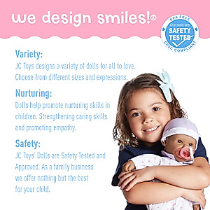 JC Toys Hispanic 16-inch Medium Soft Body Baby Doll La Baby | Washable |Removable Purple Outfit w/Hat and Pacifier | for Children 12 Months +, Hispanic-Purple