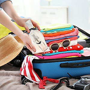 100 Pieces Eyelash Aftercare Bags Lash Bags Eyelash Packaging Bags Makeup Aftercare Bags Cosmetic Clear Empty Bag Mini Cosmetic Bags with a Hard Yarn Ribbon for Women,5 x 9 Inch(Black)