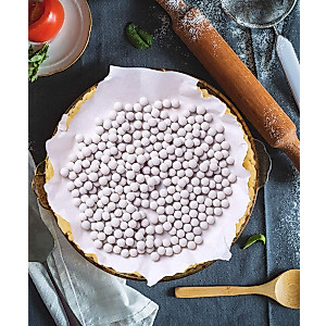 wtisan Ceramic Pie Weights Reusable 10mm Baking Beans Pie Crust Weights Natural Ceramic Stoneware with a Drainage Storage Box with holes and Canvas Storage Bag(1.2LB)