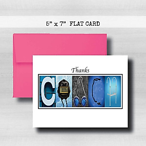 Personalized Swimming Coach Thank You Card, 5"x 7" FOLDED CARD, Greeting Cards