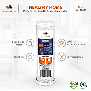 Aquaboon Coconut Shell Water Filter Cartridge | Activated Carbon Block CTO | Universal 5 Micron 10 inch Cartridge | Compatible with DWC30001, WFPFC8002, FXWTC, WHEF-WHWC, WHKF-WHWC 6-PACK