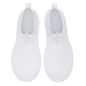 Racqua Men&Women Breathable Water Shoes Aqua Socks for Hiking Diving Surf Diving Sport Quick-Dry Pool Beach Swim Shoes White 8W/7M