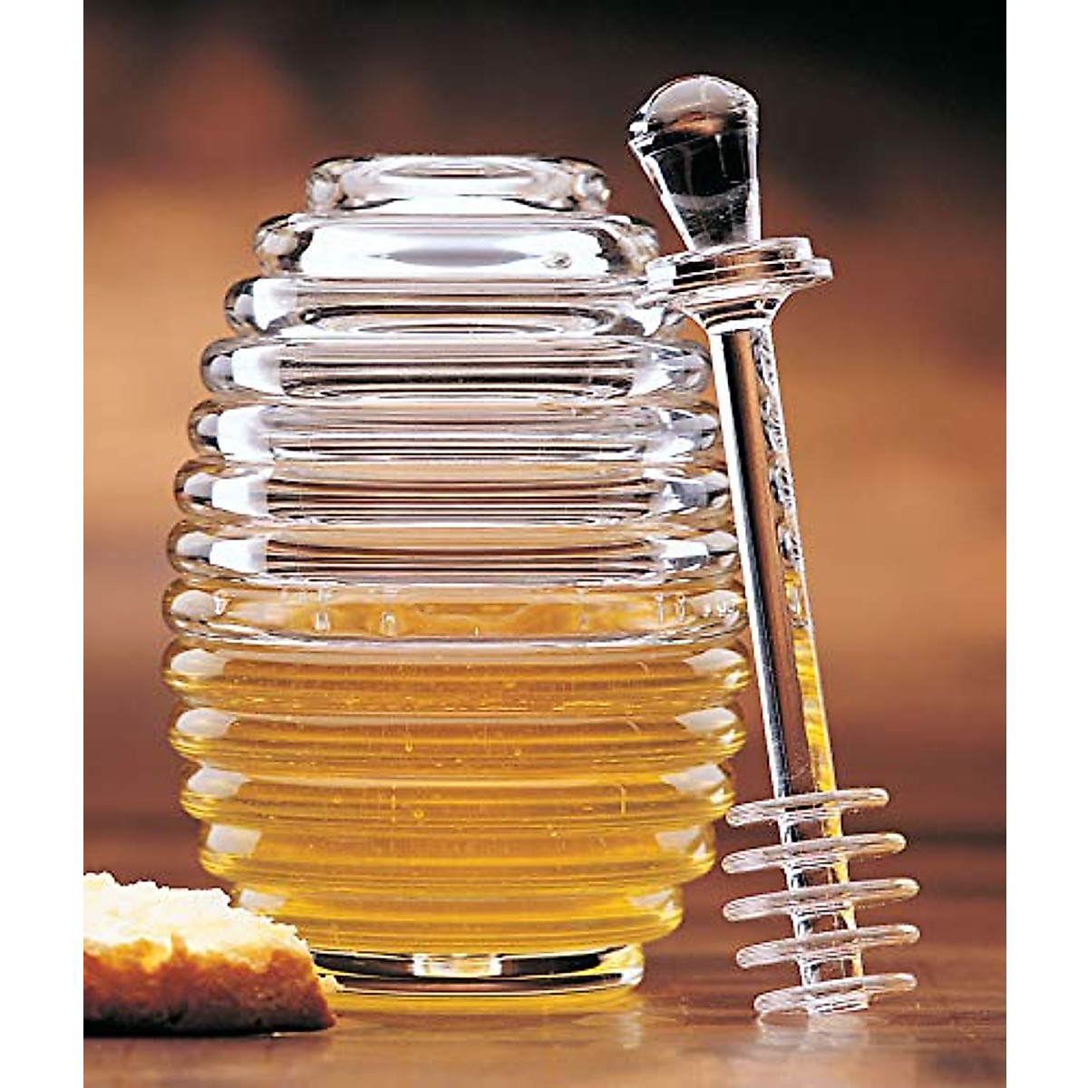 Prodyne Acrylic Honey Jar With Server, Off-white