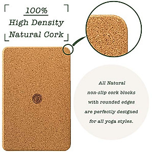 Cork Yoga Blocks - Yoga Blocks 2 Pack with Strap- 9x6x3 Inch Yoga Blocks Set of 2- Yoga Props and Accessories - Cork Blocks For Yoga