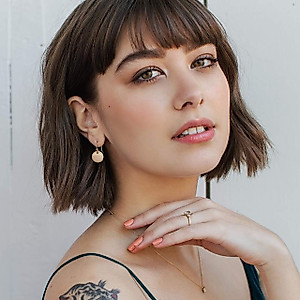 Gold Circle Disc Dangle Drop Earrings for Women Lightweight Small Round Hoop Statement Earrings Minimalist Jewelry Christmas Gift for Her