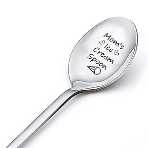 Gifts for Mom Ice Cream Spoon from Daughters Sons Mother Spoon Gift for Mom Mothers Day Birthday Gifts for Mama Spoons Engraved Spoon for Tea Coffee Dessert Lovers