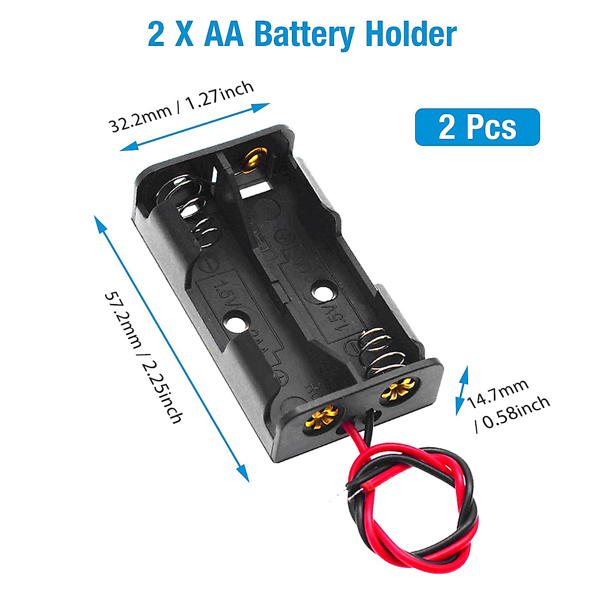QTEATAK 8 Pack AA Battery Holder Bundle with Wire 1 AA Battery Holder 1.5V, 2 Pcs, 2 AA Battery Holder 3V, 2 Pcs, 3 AA Battery Holder 4.5V, 2 Pcs, 4 AA Battery Holder 6V, 2 Pcs
