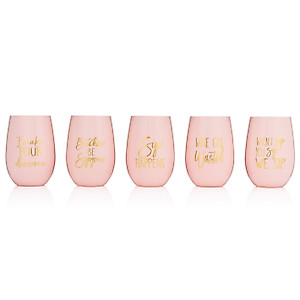 Loco Llama Tritan Plastic Funny Wine Glasses - Pour the Wine his Last Name is Mine, Sip Happens, Pour Decisions - Bachelorette Party - Girls Trip Birthday Gift for Women (6, Bride and Bridesmaid Set)