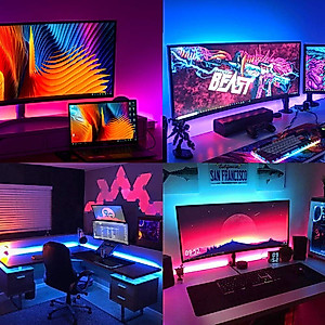 Led Strip Light, 44 keys IR remote DC12V 16.4ft Dimmable Warm Cool White RGB 5050 Color Changing Led Tape Kit Christmas Lights for Bedroom, Cupboard, Wine Cabinet, Xmas, Gift, Staircase