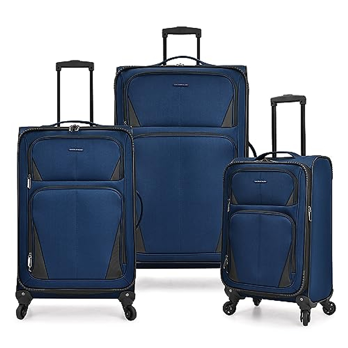U.S. Traveler Aviron Bay Expandable Softside Spinner Wheels, Navy, 3 Piece Luggage