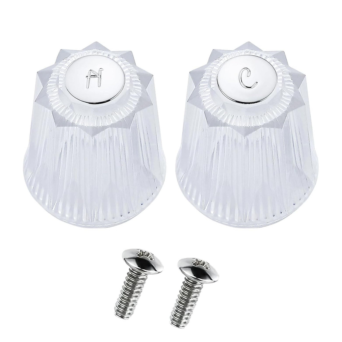 Shower Knob Replacement Compatible with Price Pfister Contessa & Windsor Tub and Shower Faucet Shower Knobs, Shower Knobs 2 Piece Replacement for Pfister Shower Handle Replacement, Clear Acrylic