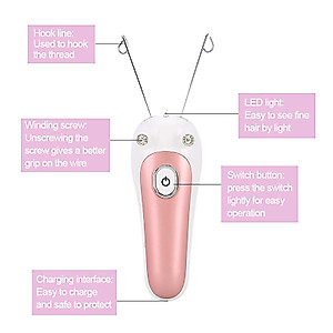 Watris Veiyi Electric Facial Threading Hair Removal for Women, Threading Hair Removal Epilator for Women, Threading Face Epilator for Fine Hairs on Face, Chin, Upper Lip, Arms, Legs(Pink)