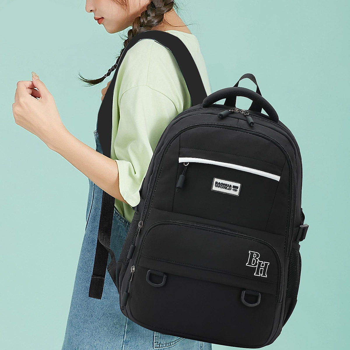 CAMTOP Laptop Backpack 15.6 Inch College Middle School BookBag Travel Backpacks Casual Daypacks (17 Inch,Black)