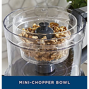 GE Food Processor | 12 Cup | Complete With 3 Feeding Tubes & Stainless Steel Accessories - 3 Discs + Dough Blade | 3 Speed | Great for Shredded Cheese, Chicken & More | Kitchen Essentials | 550 Watts