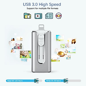 Vansuny USB 3.0 Flash Drive 64GB, 3 in 1 USB Flash Drive Photo Memory Stick for Phone/Pad and Android Phone/Tablet and PC
