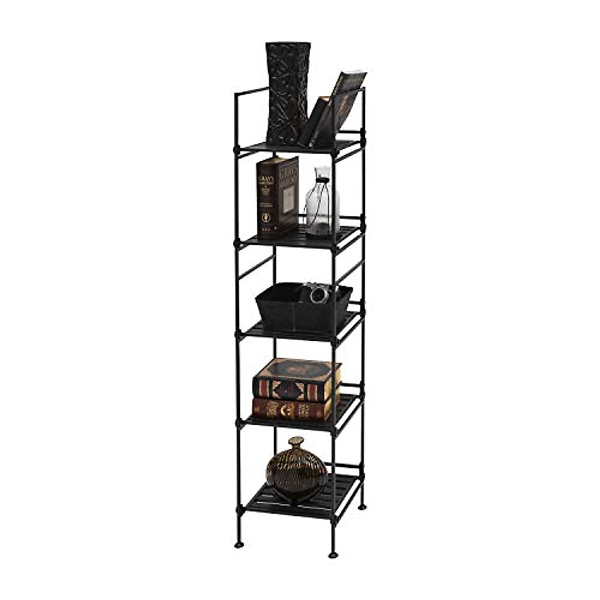 Organize It All 5 Tier Square Freestanding Shelf Unit for Bedroom, Bathroom, or Home Storage and Organization, in Espresso