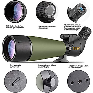 Gosky Updated 20-60x80 Spotting Scopes with Tripod, Carrying Bag and Quick Phone Holder - BAK4 High Definition Waterproof Spotter Scope for Bird Watching Wildlife Scenery1