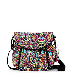 Sakroots womens Eco-twill, Multifunctional Purse With Adjustable Strap & Zipper Pockets Foldover Crossbody Bag In Eco Twill, Rainbow Wanderlust, One Size US