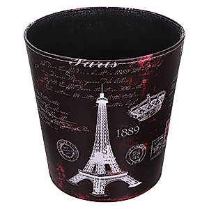 GANAZONO Rubbish Bin Trash Can Leather Wastebasket European Style Trash Bin Counter Top Garbage Container Bin Uncovered Waste Can for Bathroom Kitchen Home Office Waste Paper Basket