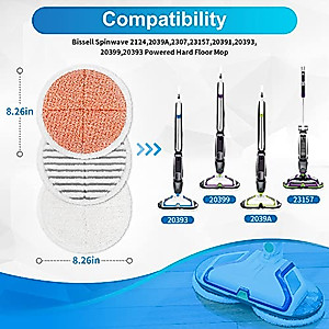 KEEPOW Spinwave Replacement Pads Compatible with Bissell Spinwave Powered Hard Floor Mop 2039 Series, 20399, 2039A, 2307, 2315A, 2124, Spin Heavy Scrub Mop Pads for Floor Cleaner (4 Pack)