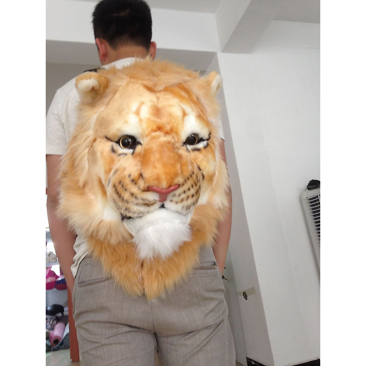 3D Animal Head Backpack Bag Backpack tiger/Lion/leopard/black bear Head Backpack Bag Knapsack and Wall Mount (lion)