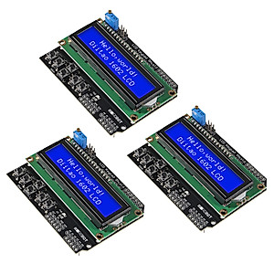 Diitao 3PCS 1602 LCD Keypad Shield 16x2 LCD Expansion Shield Board Blue Backlight 4.5-5.5V for Robot (1602 LCD)