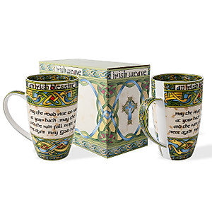 Royal Tara Irish Blessing Mug Bone China Cup Irish Weave Box, Capacity 400ml/14fl oz (Set of 2 Packed Blessing Mugs)