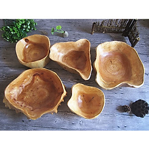 Wooden Bowl for Decor Handmade Storage Natural Root Wood Crafts Bowl Fruit Bowl Salad Key Decorative Serving Bowls, Random Shape (15~19cm)
