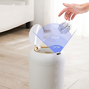 LOXGO Automatic Sensors Trash Can for Bathroom Kitchen Luxury Smart Trash Bin Bedroom Waterproof Electric Waste Bin 9.5L/10L Smart Garbage Bin, White